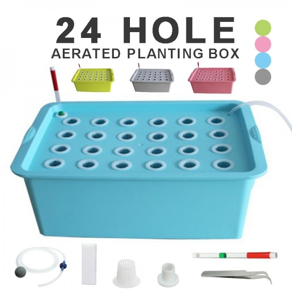 24 Holes Plant Site Hydroponic System Garden Seeding Cabinet Box Grow ...