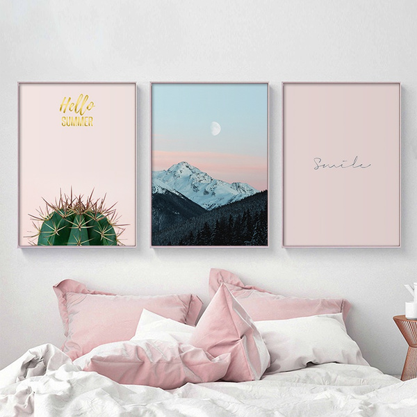 Pink Wall Decoration Canvas Landscape Posters Home Decor Poster Print ...