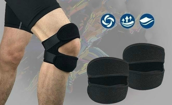 Men/Women Black Knee Brace Adjustable Sports Patella Leg Velcro Straps ...
