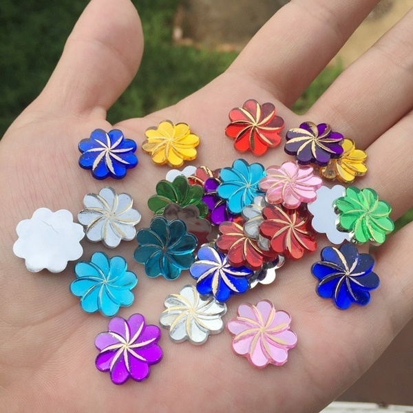 80pcs 15mm Flower design acrylic rhinestone Rhinestones for DIY Wedding ...