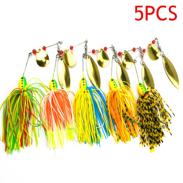 5 Pcs Fishing Hard Spinner Lure Spinnerbait Pike Bass Crankbaits ...