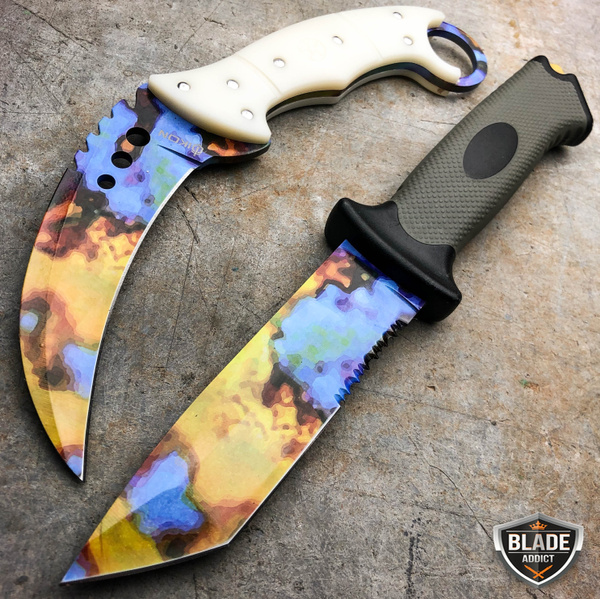 USA SELLER FAST SHIPPING 2PC Tactical CSGO Ursus Talon Karambit Fixed ...