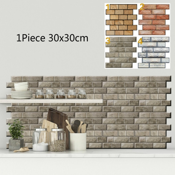1Piece 3D Simulation Brick Pattern Wall Stickers Vintage Wall Decals ...
