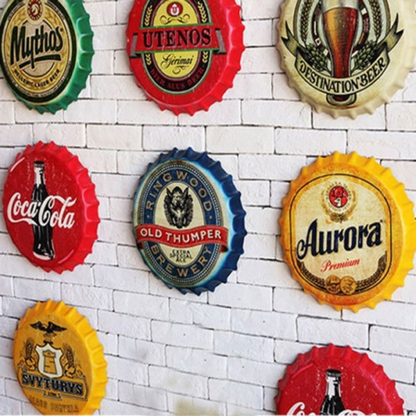 Retro Tin Metal Beer Bottle Caps Sign Poster Plaque Bar Pub Club Wall ...