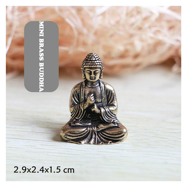 Mini Portable Vintage Brass Buddha Statue Pocket Sitting Buddha Figure ...