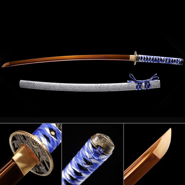 Hand Forged Rose Gold Blade Katana Samurai Swords With Granite Style ...