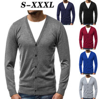 2020 New Men's Spring Autumn Knit Cardigan Fashion Business Casual V ...