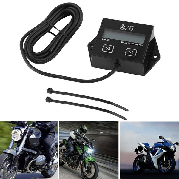12V LCD Display Tachometer Hour Meter Motorcycle 2&4 Stroke Gasoline ...