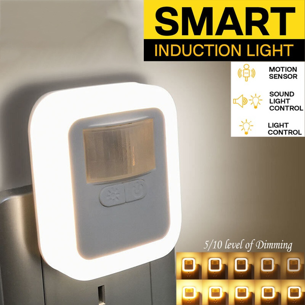 LED Sound Light Control Sensor Smart Home Night Lamp Plug-in Motion ...