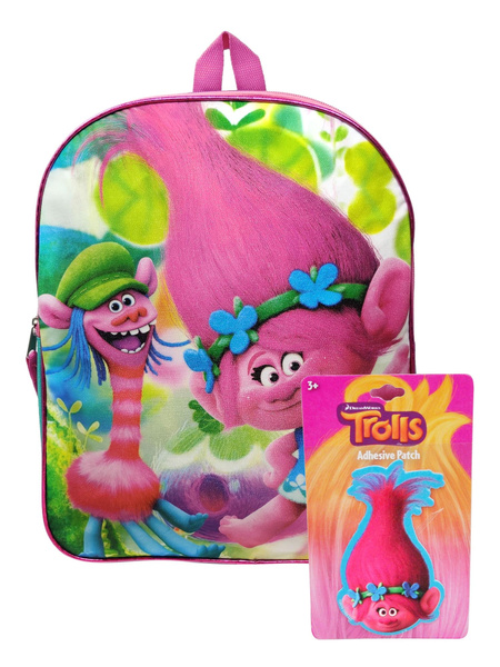 Dreamworks Trolls 15" Backpack Cooper Poppy Dancing w/ Adhesive Patch ...