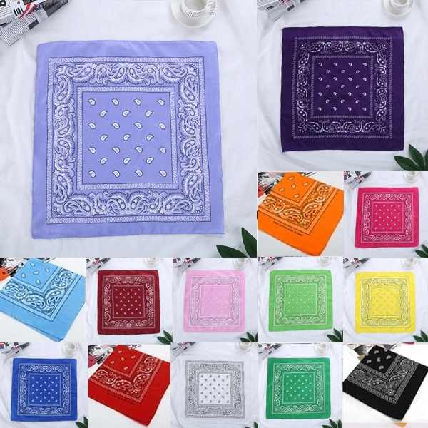 1Pc Unisex Multicolor Square Cotton Paisley Bandanas Double Sided Head ...
