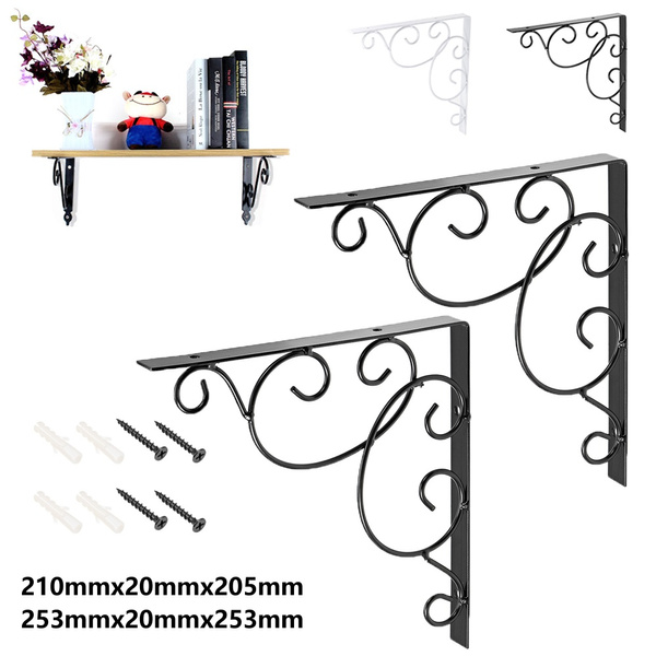 2pcs Wall Mounted Shelf Brackets, Heavy-Duty Floral L Brackets Support ...