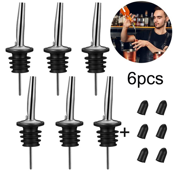 6pcs Stainless Steel Wine Bottle Stopper Liquor Bottle Pourer Stopper ...