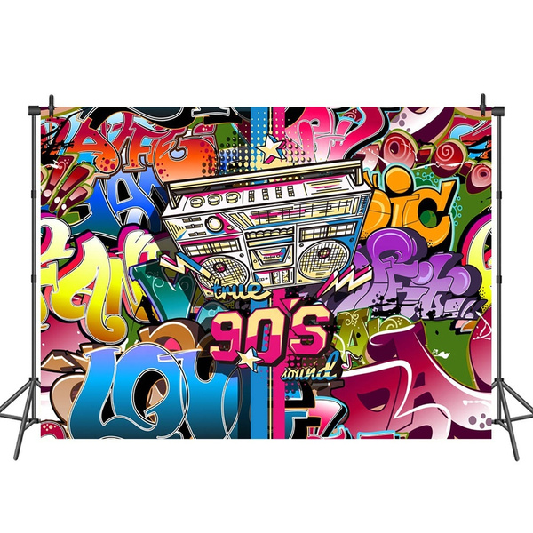 90's Hip Hop Rock Roll Party Theme Graffiti Photography Studio Backdrop ... 90's Hip Hop Rock Roll Party Theme Graffiti Photography Studio Backdrop ...