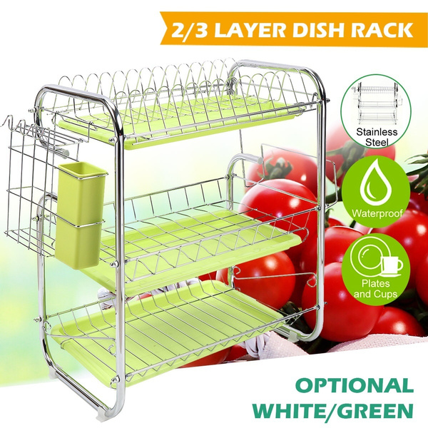 2/3 Tier Dish Drying Rack Organizer Over Sink Kitchen Stainless Steel ...