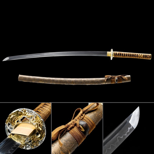 Bronze Chinese Character Theme Handmade Real Hamon Katana Samurai ...