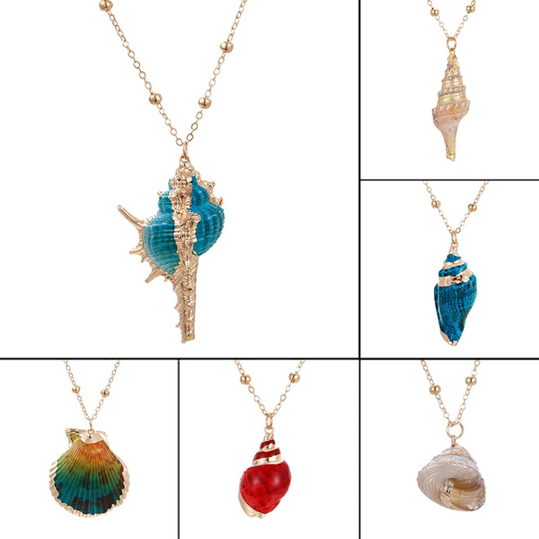 Fashion Boho Conch Shell Necklace Shell Gold Chain Necklace Women ...
