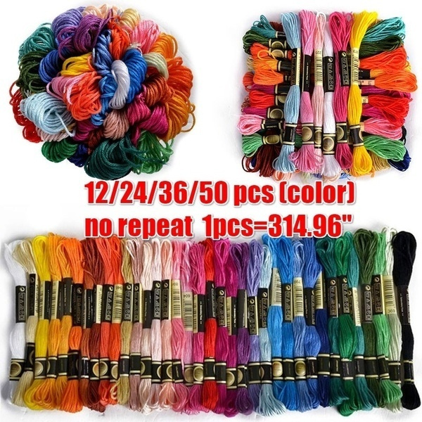 12/24/36/50/100 Color Multi-Color Floss Embroidery Cross Stitch Threads ...
