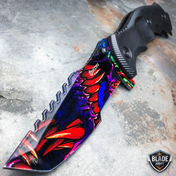 9" CSGO Tactical HYPER BEAST Tracker Huntsman Spring Assisted Folding ...