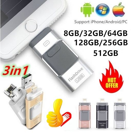 100% original capacity 3 in 1 i-FlashDrive for iPhone/iPad/Android/PC ...