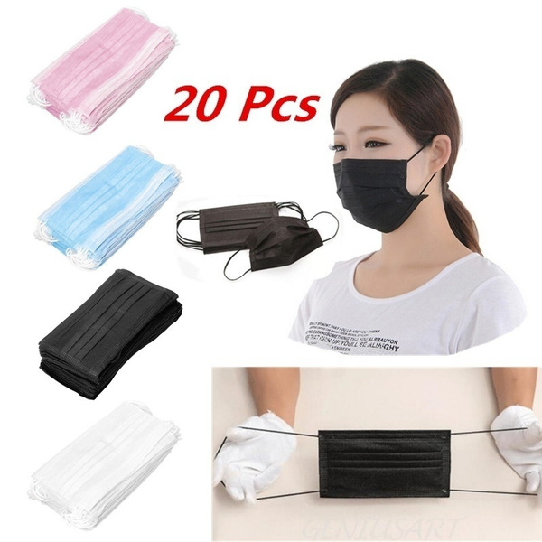 20 Pcs Elastic Ear Loop Disposable Dustproof Surgical Face Mouth Masks ...