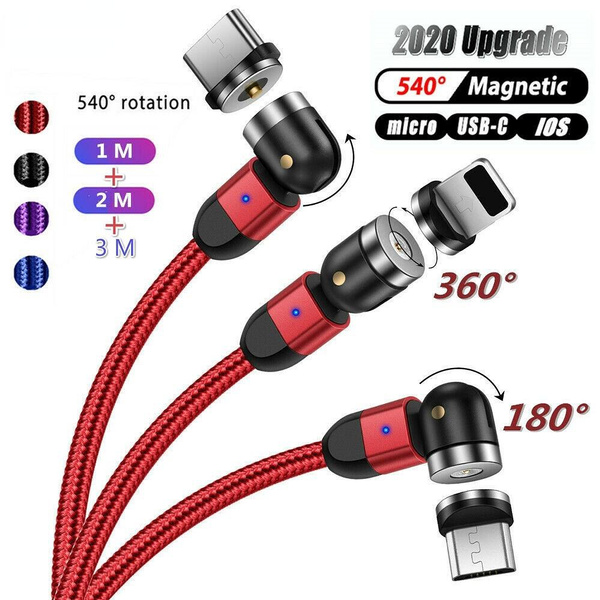 Travel Charging Magnetic Charging Cable [3 Pieces 1m + 2m + 3m] 3 In 1 ...