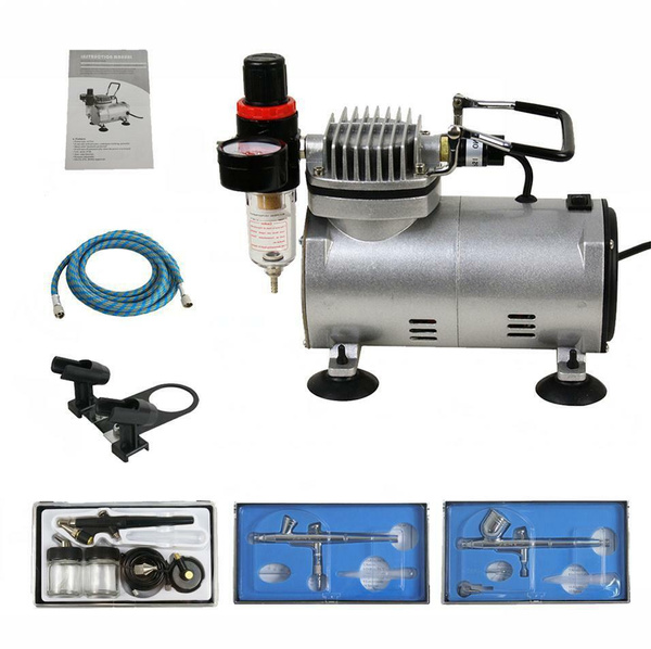 3 Airbrush Kit Patterns 1/5 HP Air Compressor Dual-Action Painting Art ...