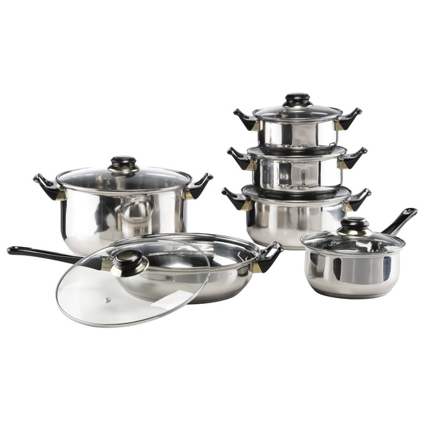 HI 12 pcs. Stainless steel cookware set Kochgeschirr-Set Cookware Set ...