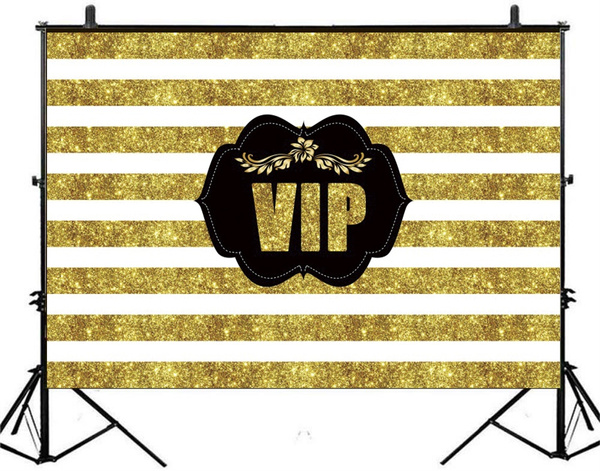 VIP Gold and White Stripe Backdrop, Signature Wall Background, Golden ...
