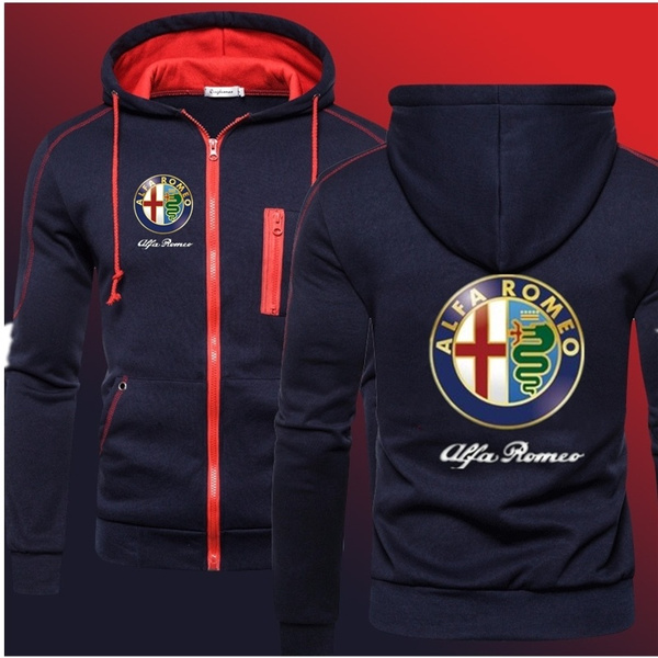 New Men's Fashion Alfaromeo Motorcycle Sweatshirts Fleece Zipper Hoodie ...