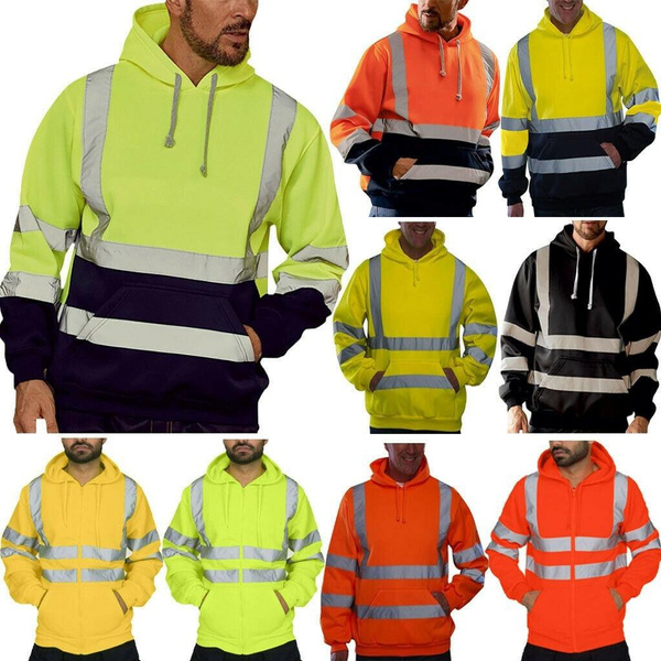 Plus Size Men Night High Visibility Sweater Reflective Safety Pullovers ...