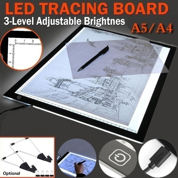 LED A4 /A5 Student Sketch pad Painting Tracing Board Copy Pad Panel ...