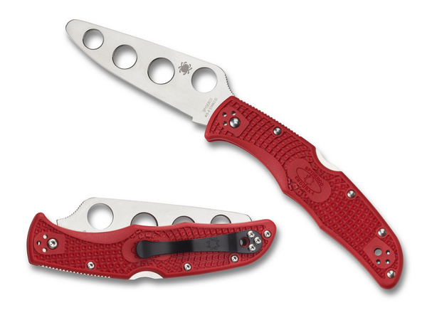 Spyderco Red FRN Endura 4 Lockback Trainer Knife Blunt Edge Stainless ...