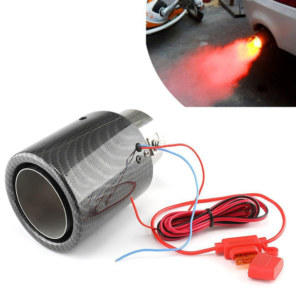 Universal Car LED Exhaust Muffler Tip Pipe Red/Blue Light Flaming ...