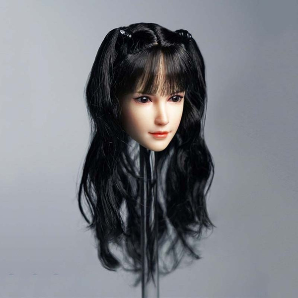 1/6 Scale Long Hair Female Head Sculpt Pale Head Model Girl Head Carved ...