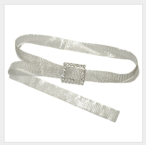 Women Bling Crystal Diamond Waist Belt Wide Chain Full Rhinestone ...