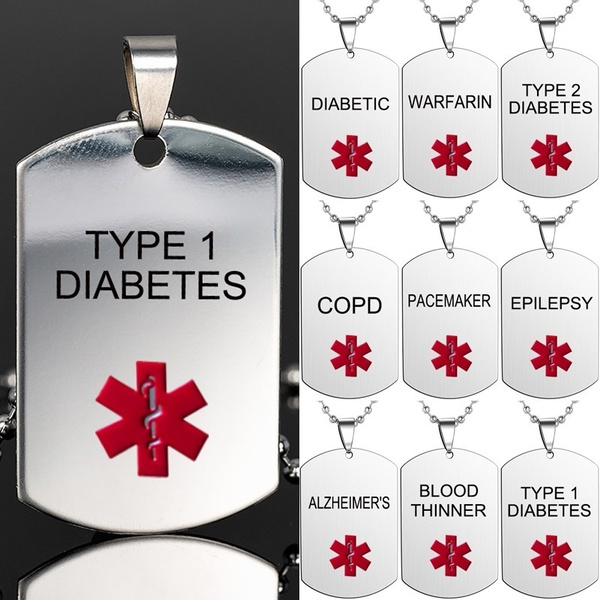 Stainless Steel Medical Diabetic Type 1 Type 2 Diabetes Epilepsy ...