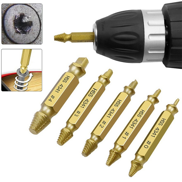 Damaged Screw Extractor 5 Piece Kit and Stripped Screw Extractor Set ...