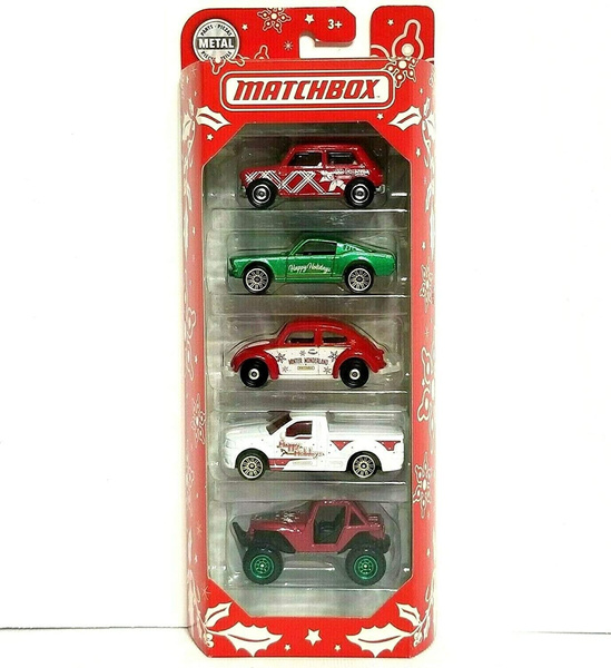 Matchbox 2019 MBX Happy Holidays 5-Pack (1964 Austin Mini Cooper, 1965 Mustang GT, 1962 VW ...