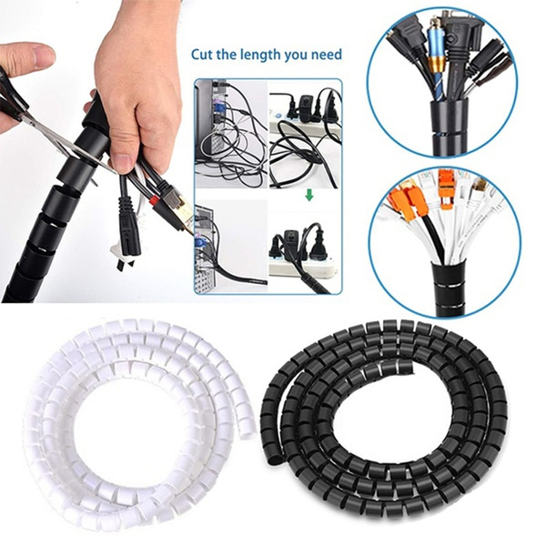 2M Cable Wire Wrap Organizer Spiral Tube Cable Winder Cord Protector ...