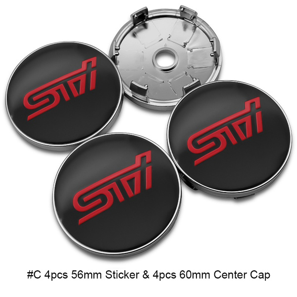 4pcs 8pcs 56mm 60mm STI Car Logo Wheel Center Hub Cap Car Emblem ...