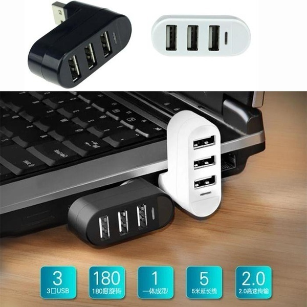 Rotatable High Speed 3 Ports USB HUB 2.0 USB Splitter Adapter for ...