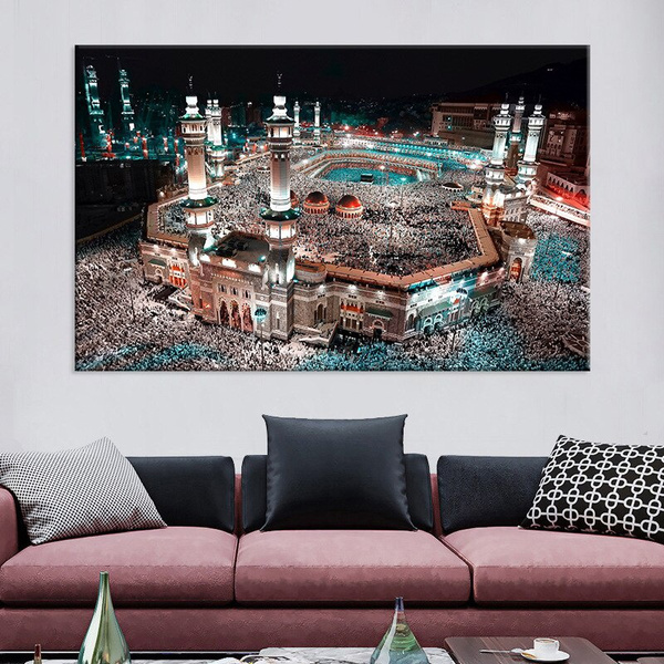 HD Print Mecca Islamic Sacred Landscape Canvas Painting Religious ...