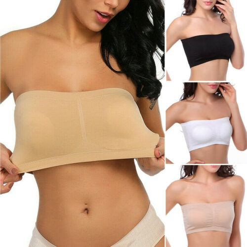 Double Layers Plus Size Strapless Bra Bandeau Tube Removable Padded Top