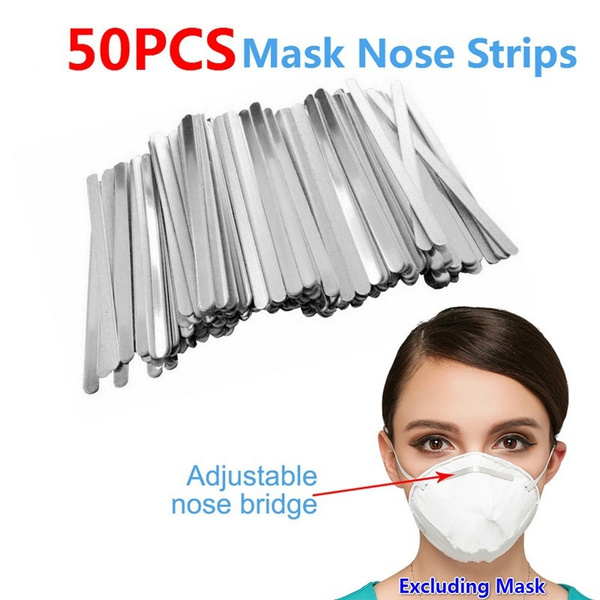 50pcs Adjustable Adhesive Metal Flat Aluminum Nose Strips Bridge Clips ...