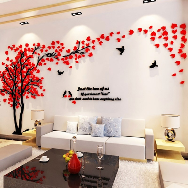 Creative Tree 3D Stereo Acrylic Wall Sticker Living Room Sofa TV ...