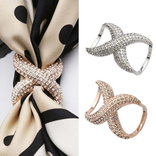 1pcs Fashion Style Luxury Bling Diamond Scarf Buckle 8-shaped Silk ...