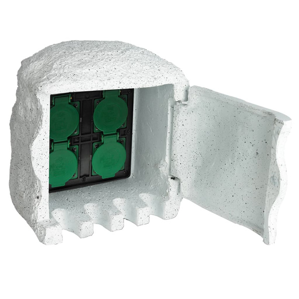 Garden socket 4-way waterproof synthetic resin white Gartensteckdose ...