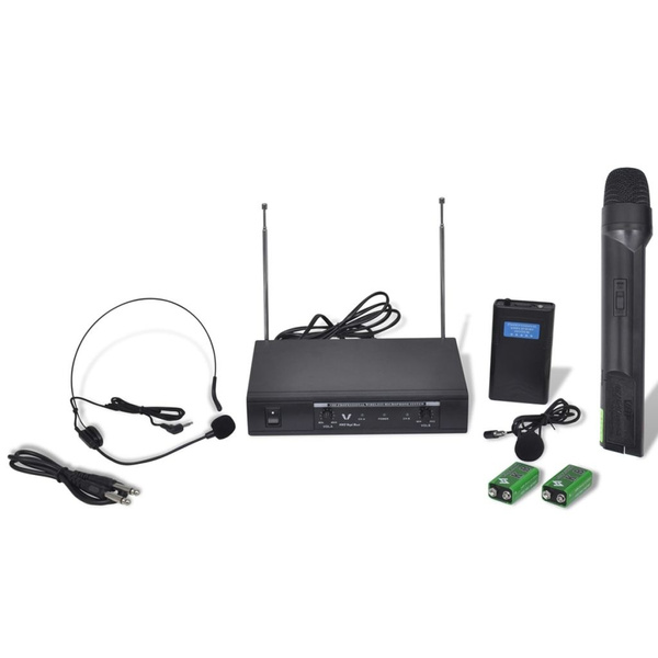 Receiver with 1 wireless microphone and 1 wireless headset VHF Receiver ...