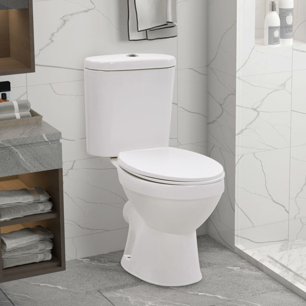 Standing Toilet with Cistern and Soft Close Seat Ceramic White Stand-WC ...